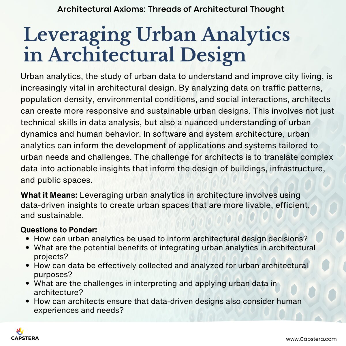 Leveraging Urban Analytics in Architectural Design